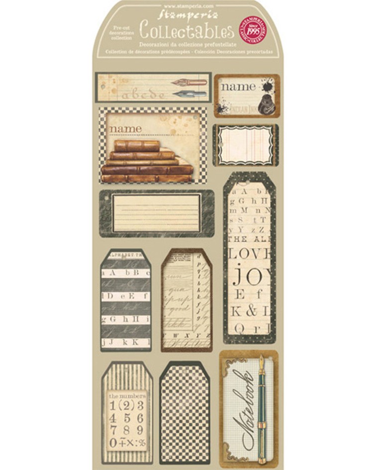 Етикети от каширан картон Стари книги Stamperia - store.bg