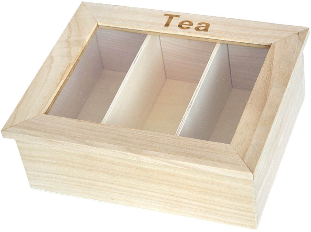 Дървена кутия за чай с 3 разделения Chenfei - store.bg