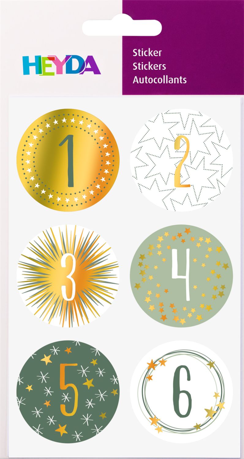 Кръгли самозалепващи стикери Numbers Advent Heyda - store.bg