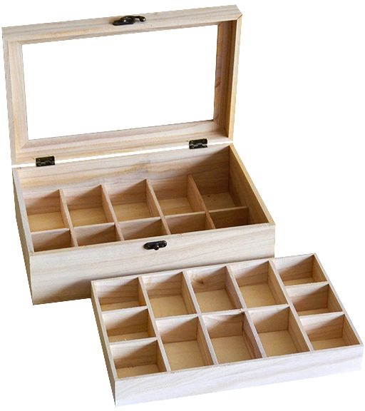 Дървена кутия с 22 разделения на два реда Chenfei - store.bg