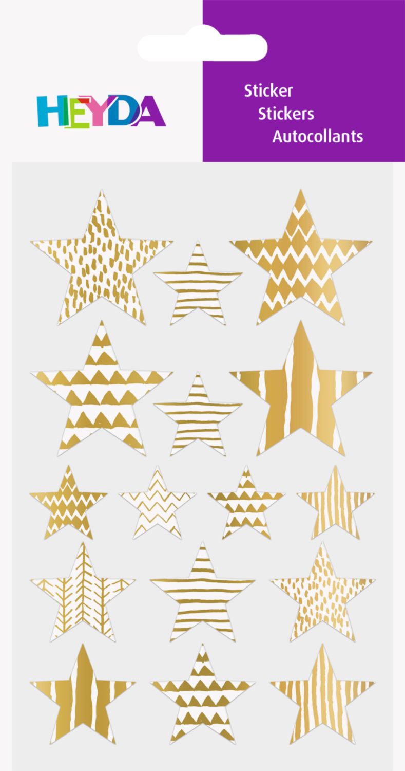 Самозалепващи стикери звезди златисто с бяло Heyda - store.bg