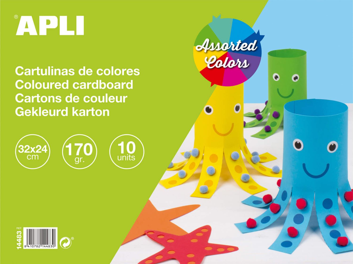 Цветен картон 10 листа Apli - store.bg