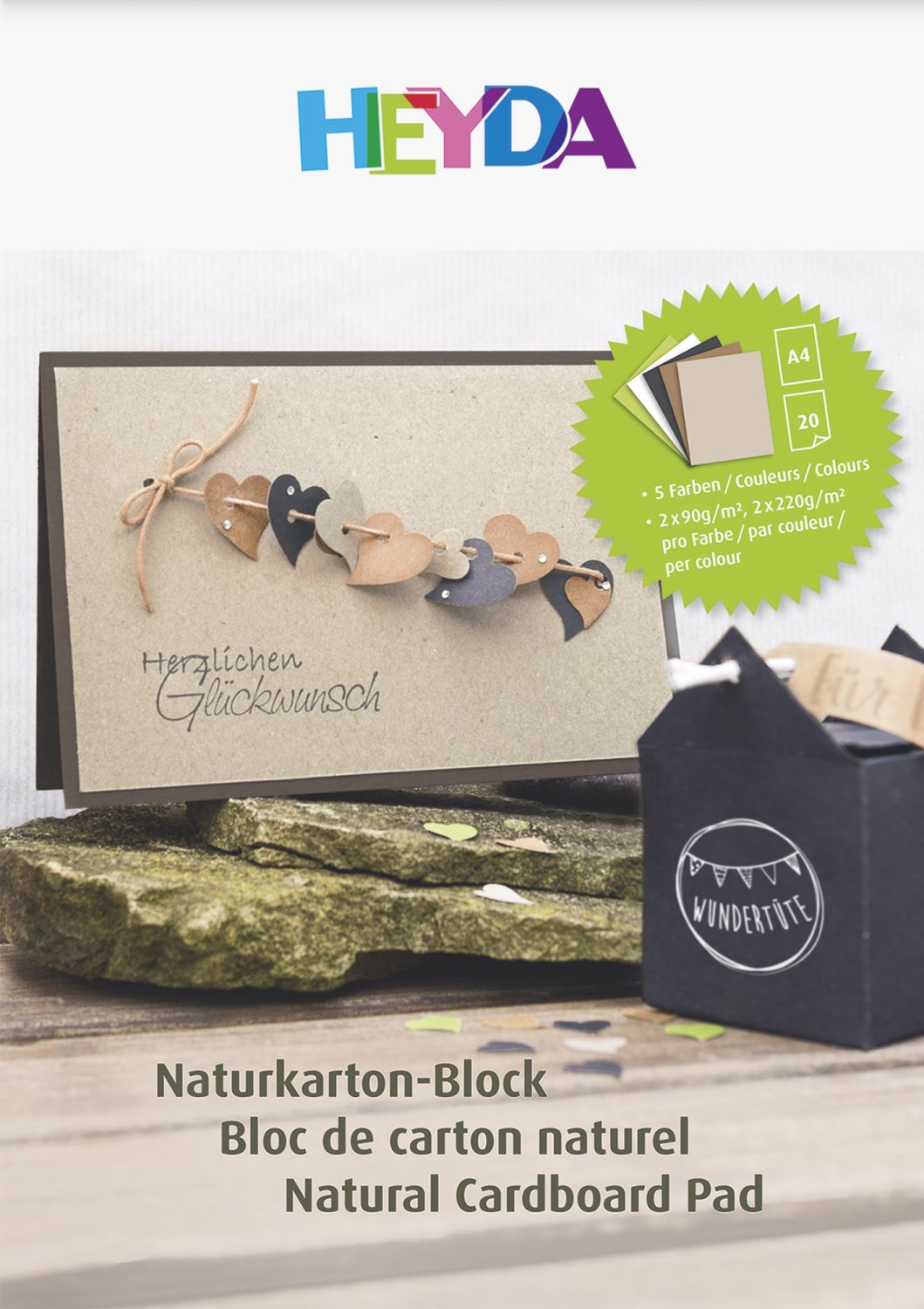 Блок с цветна хартия Heyda Натурални цветове - store.bg