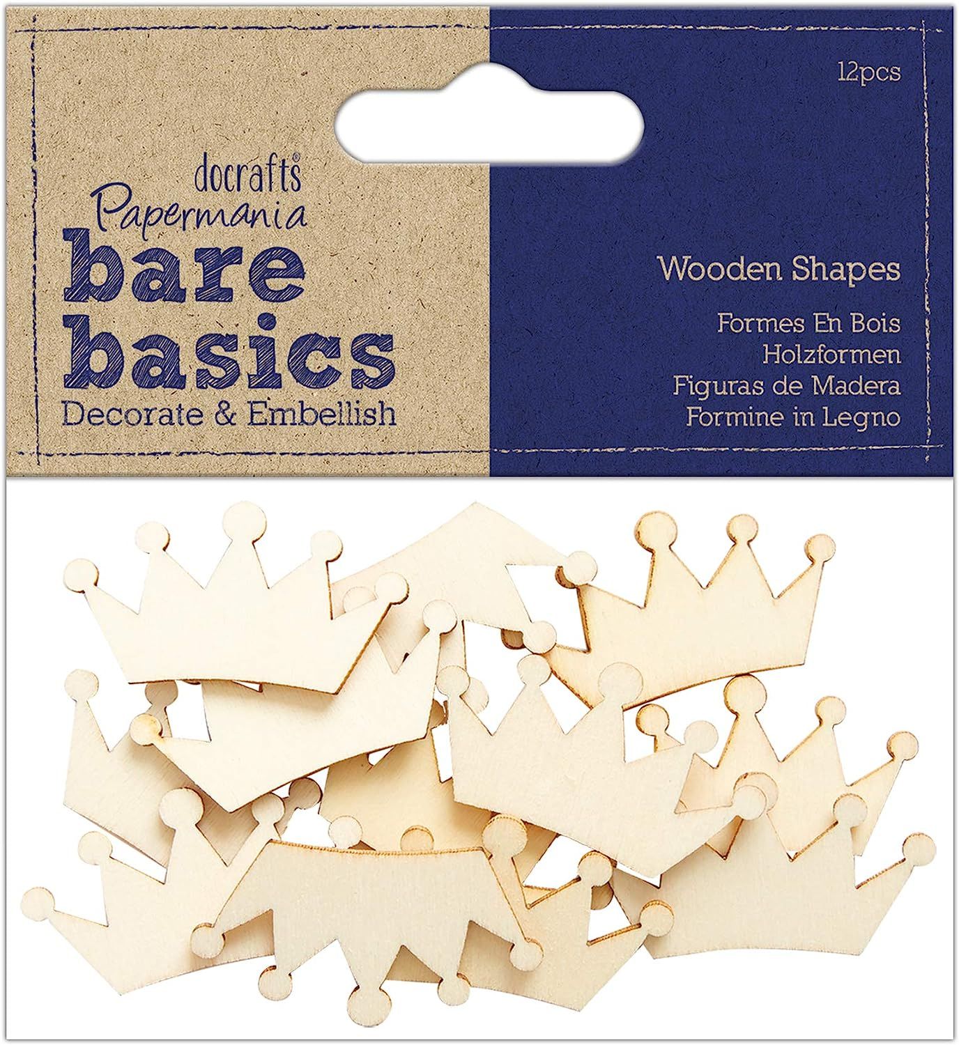 Дървени корони 12 броя Docrafts Bare basics - store.bg
