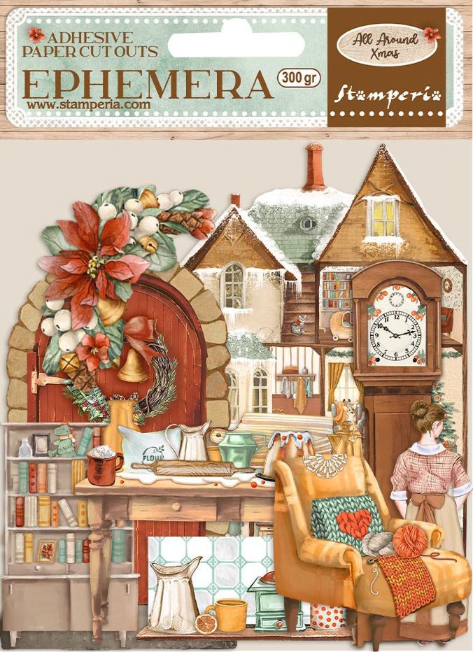 Самозалепващи се картонени декорации All Around Christmas Stamperia - store.bg