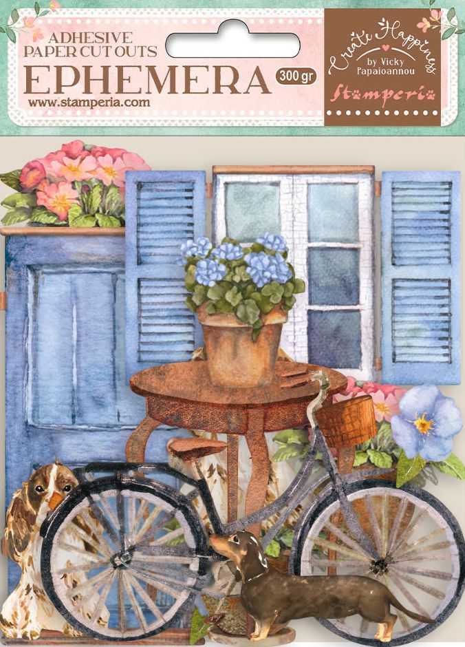 Самозалепващи се картонени декорации Bicycle and Flowers Stamperia - store.bg