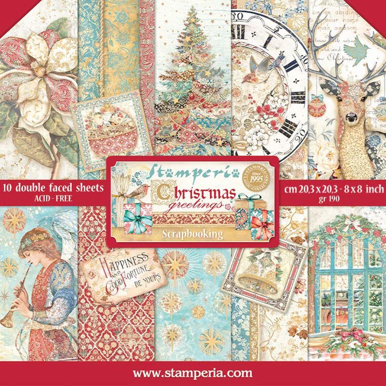 Дизайнерски картон за скрапбукинг Christmas Greetings Stamperia - store.bg