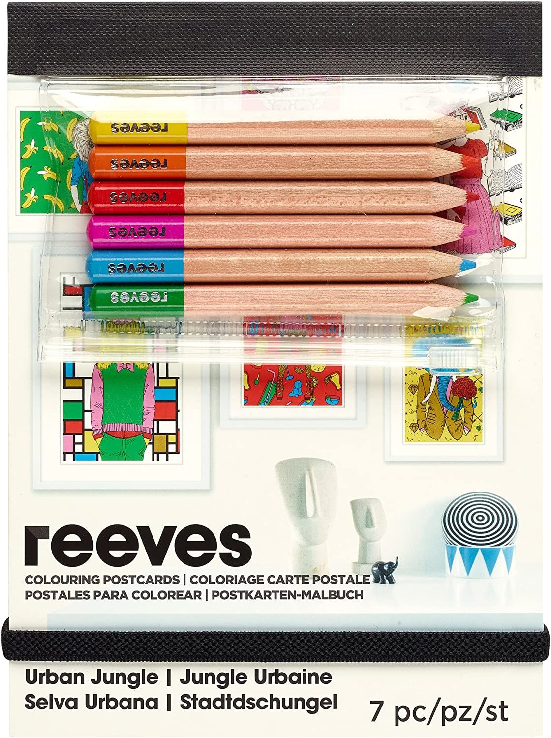 Комплект за оцветяване на пощенски картички urban jungle Reeves - store.bg