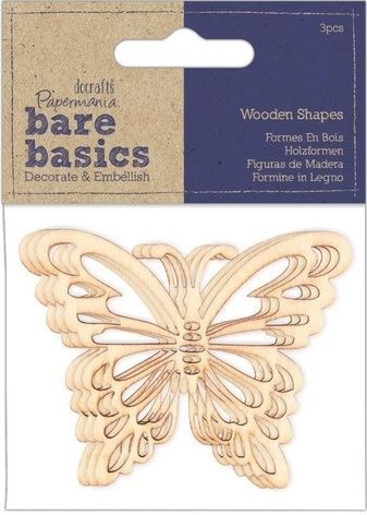 Дървени фигурки пеперуди Bare basics Docrafts - store.bg